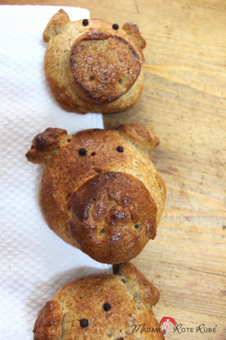 Gebackene Vollkorn-Glücksschweinchen - Madam Rote Rübe