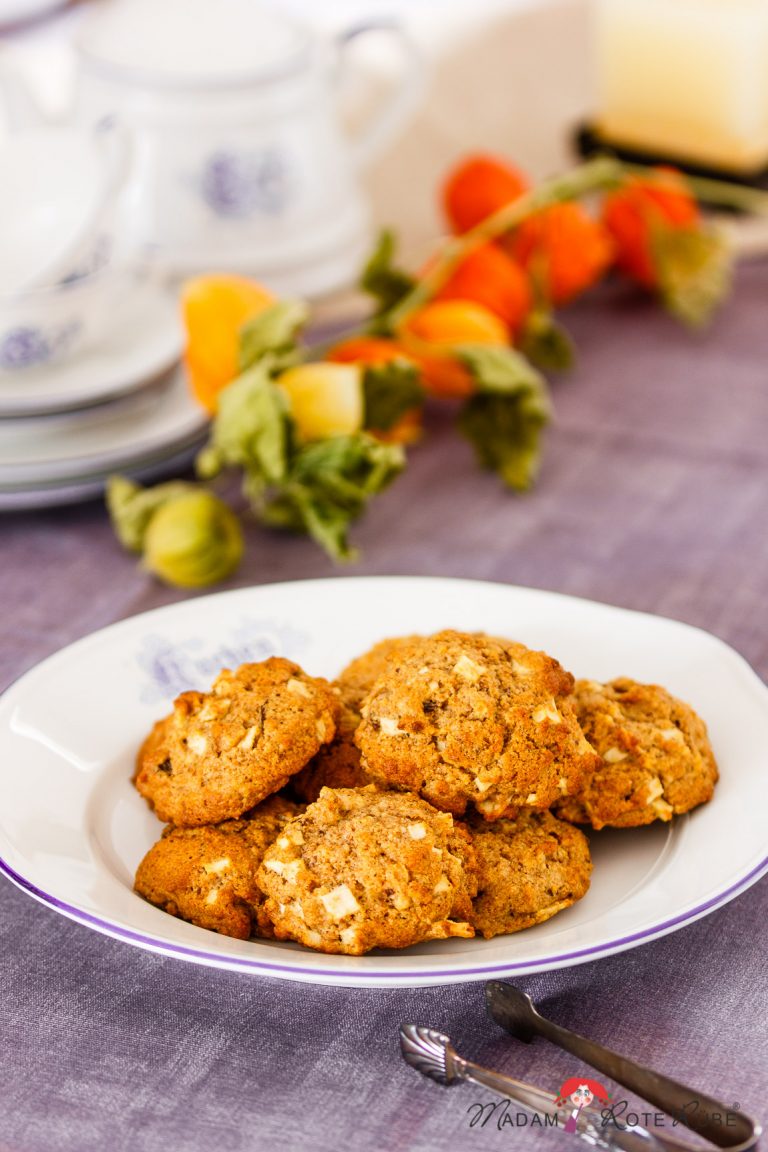 Apfel-Dinkelvollkorn-Cookies mit Nüssen und Rosinen - Madam Rote Rübe